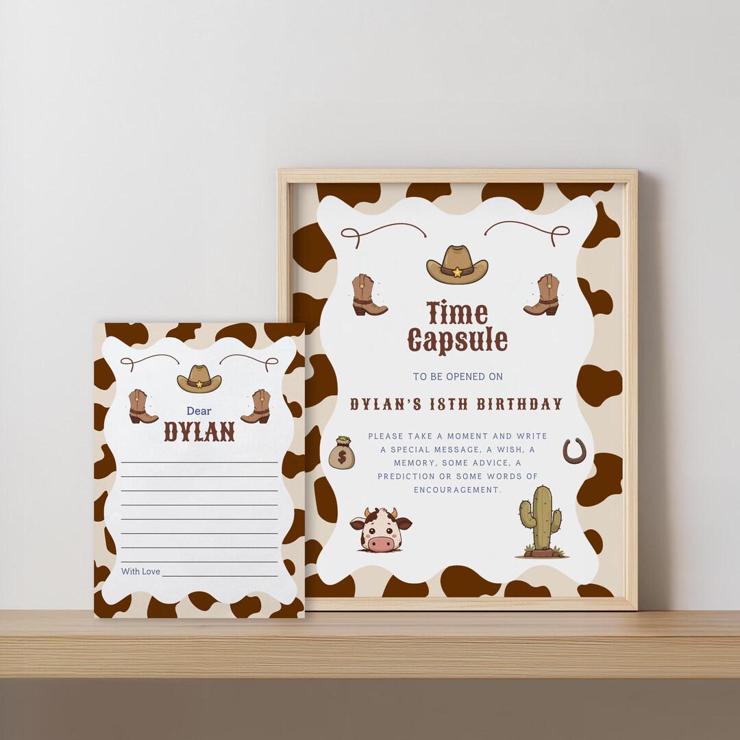 Cowboy First Rodeo Time Capsule Sign, Cowboy First Rodeo 1st Birthday ...