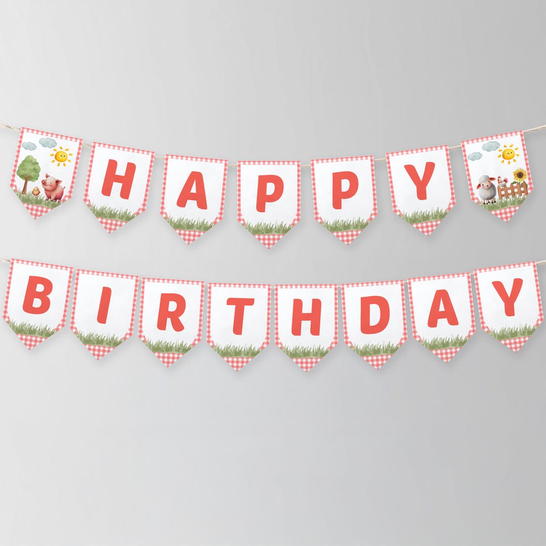 Farm Happy Birthday Banner, Farm Banner, Farm Birthday Banner, Instant ...