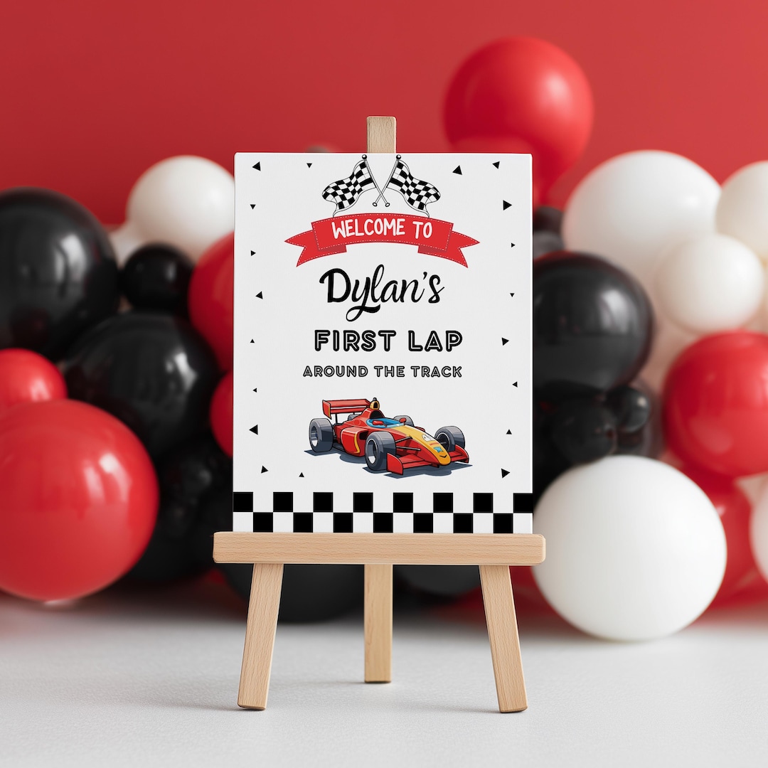 Racing Car Birthday Welcome Sign, Racing Car Birthday Sign, Editable ...