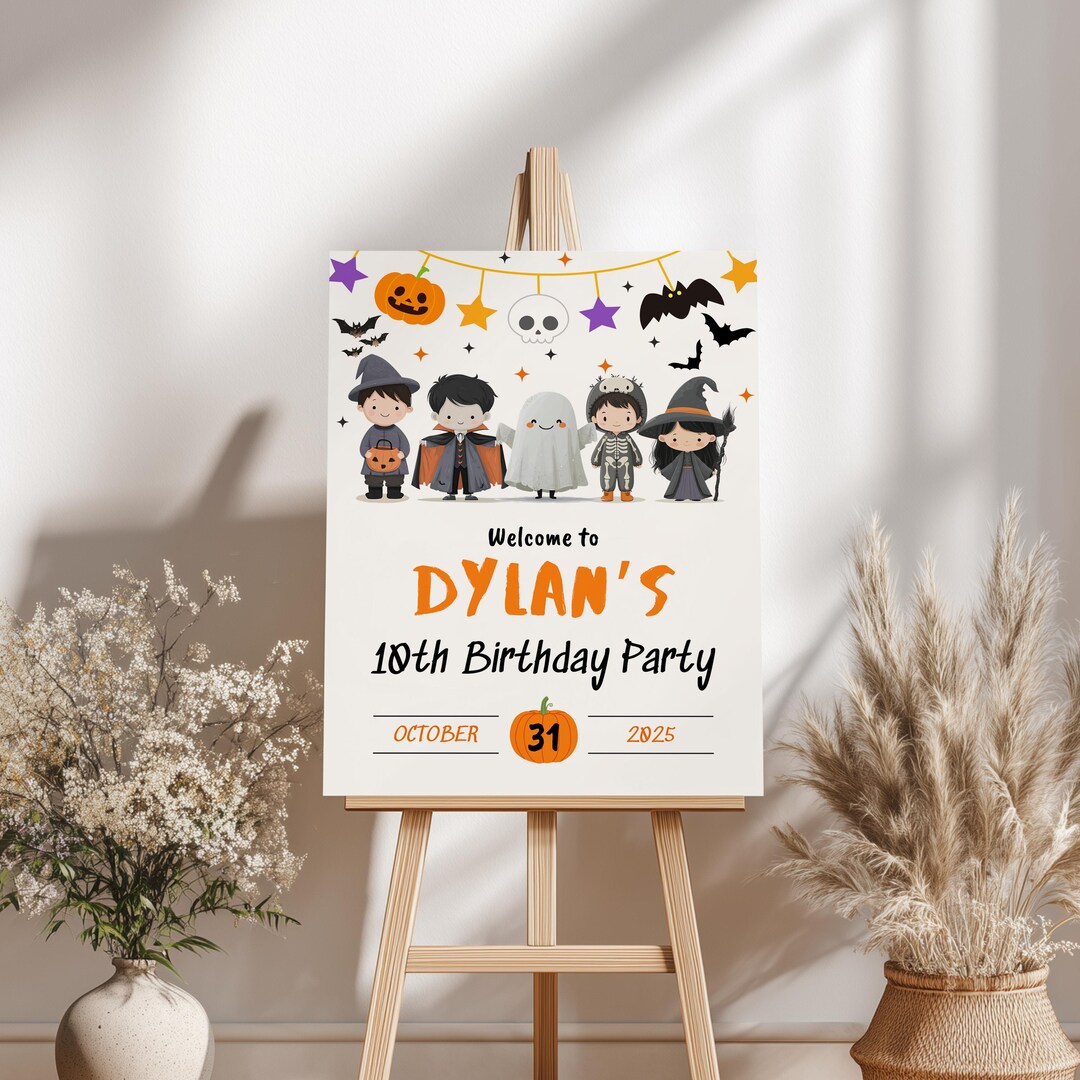 Halloween Costume Birthday Welcome Sign: Editable Canva Template (PDF ...