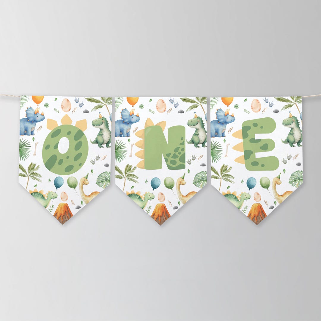 Dinosaur One High Chair Banner, Dinosaur First Birthday Party Decor ...