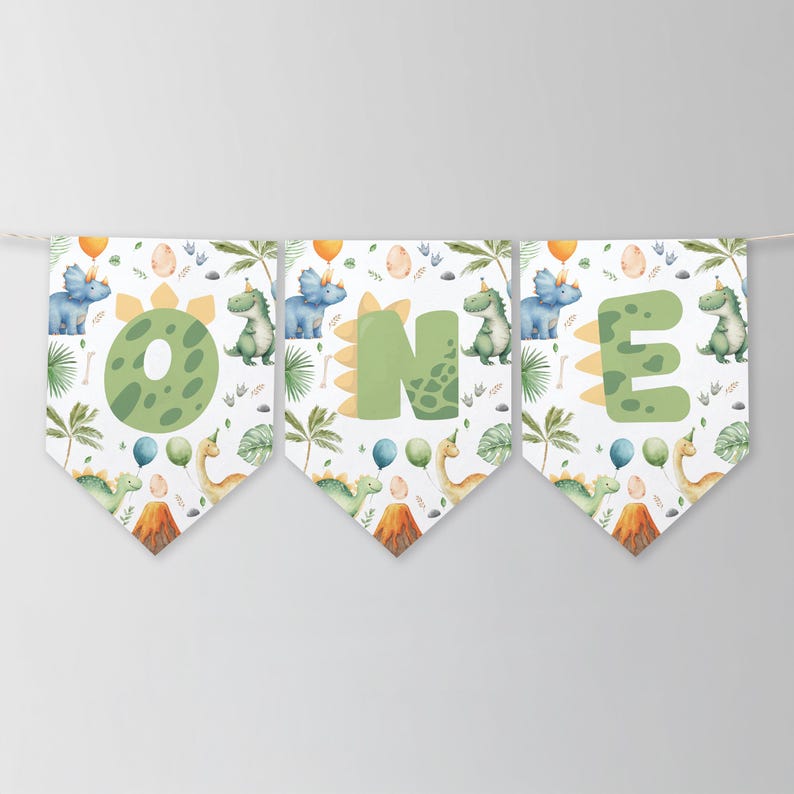 Dinosaur One High Chair Banner, Dinosaur First Birthday Party Decor ...
