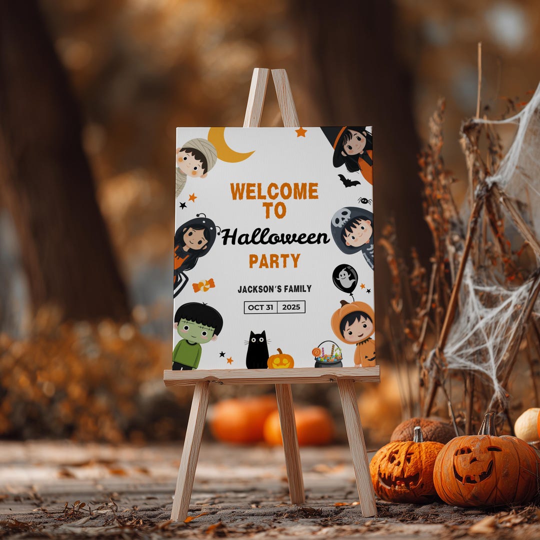 EDITABLE Halloween Welcome Sign, Halloween Costume Sign, Mummy Witch ...