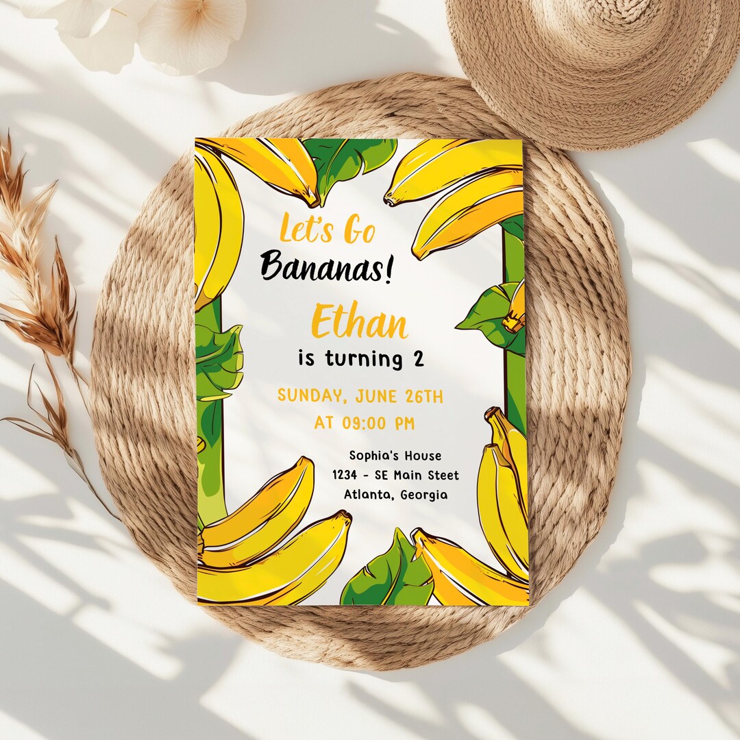 Bananas Birthday Invitation,bananas Birthday Invite,banana Birthday ...