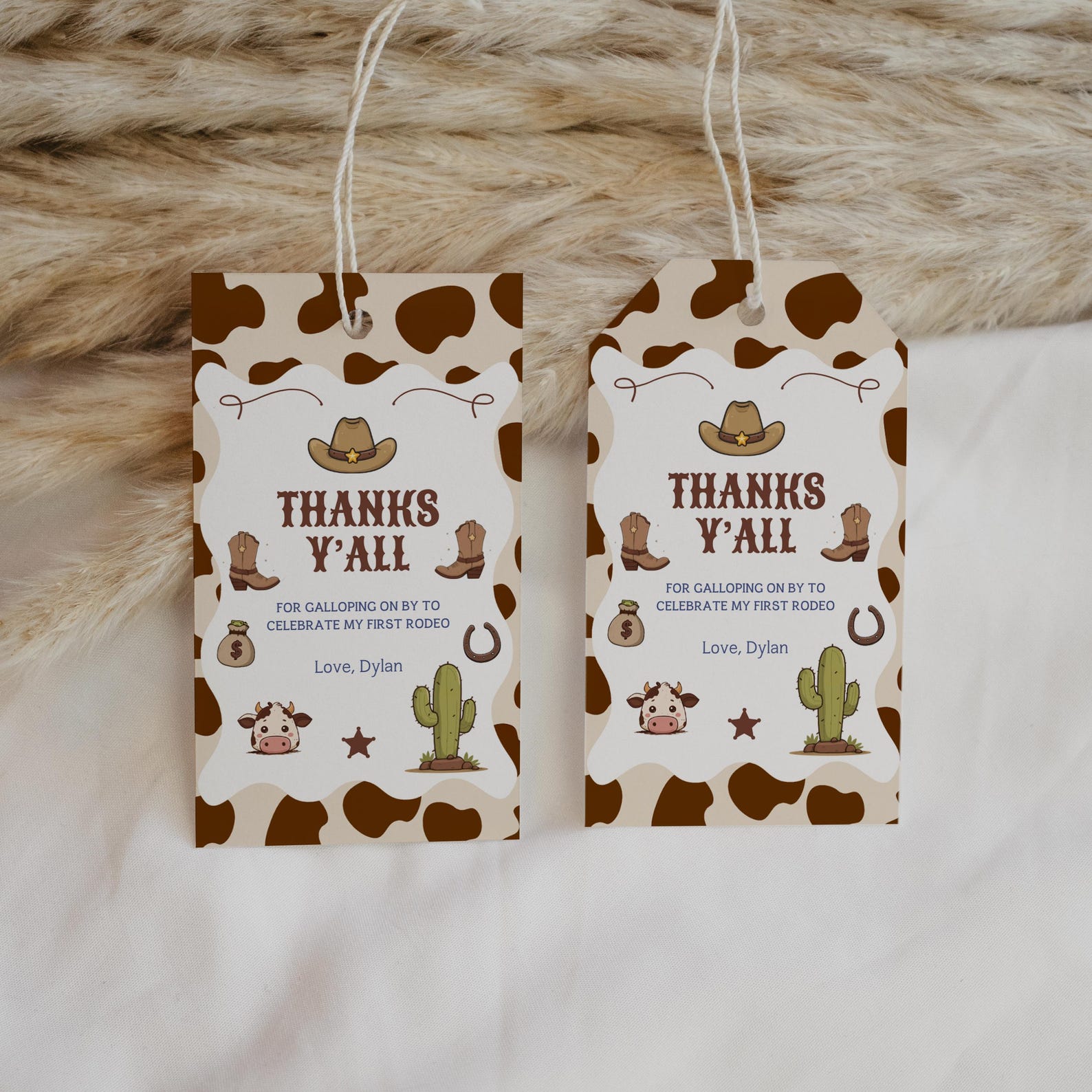 Editable Cowboy First Rodeo Birthday Favor Tags | Cowboy First Rodeo ...