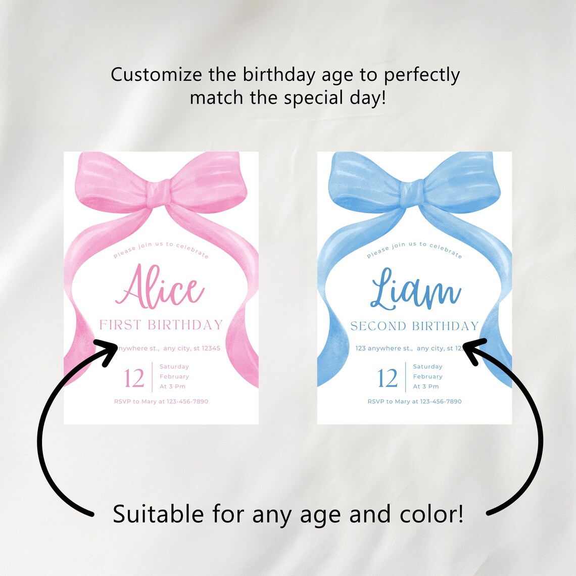 Editable Pink Bow Happy Birthday Banner, Pink Bow Printable Birthday ...