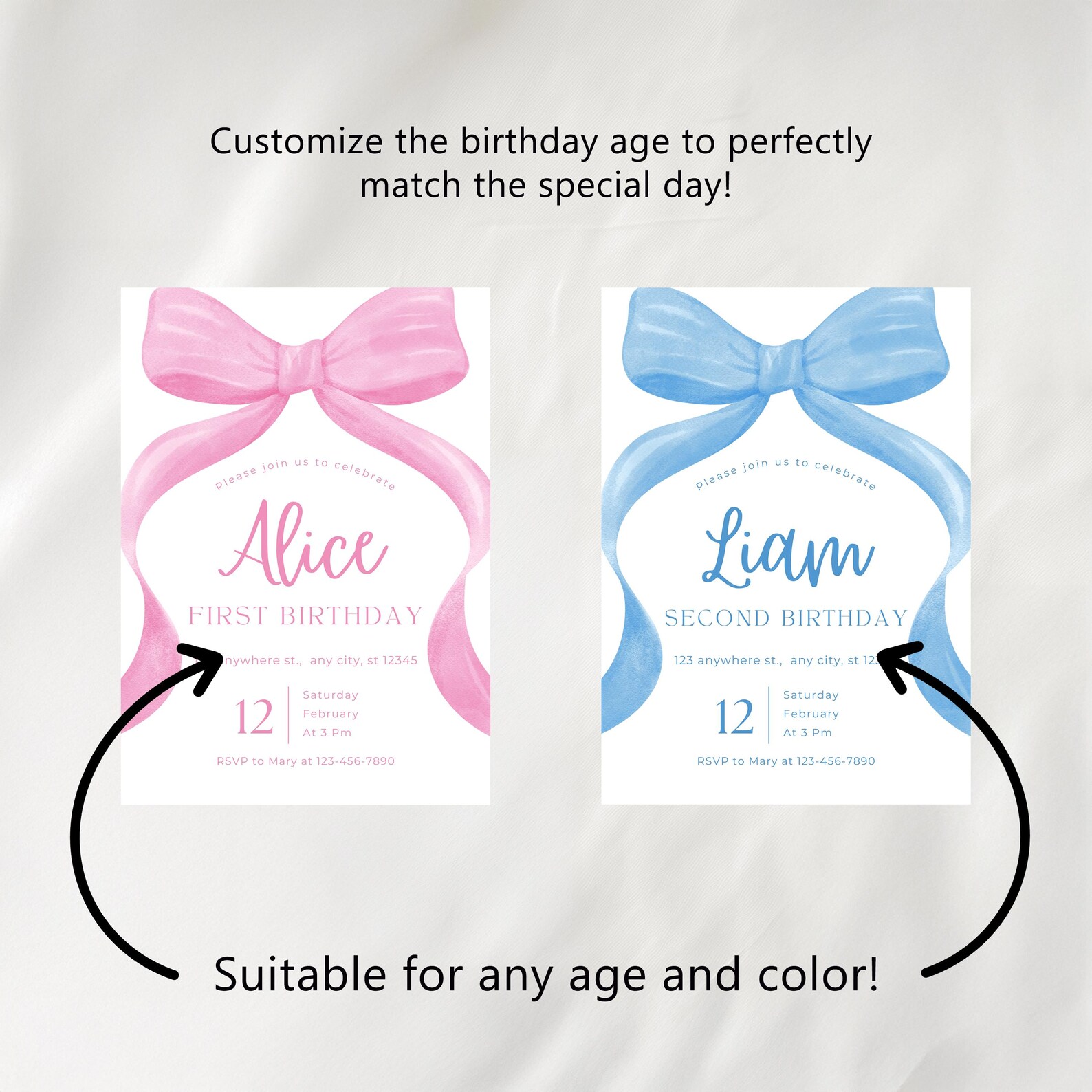 Editable Pink Bow Happy Birthday Banner, Pink Bow Printable Birthday ...