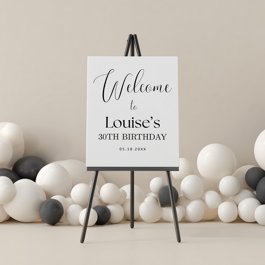 30th Welcome Sign,minimalist Modern Birthday Signs, Adult Party Sign ...