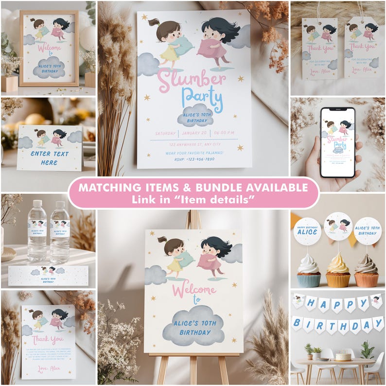 Editable Pajama Party Tags | Pajama Party Buffet Labels | Slumber Party ...