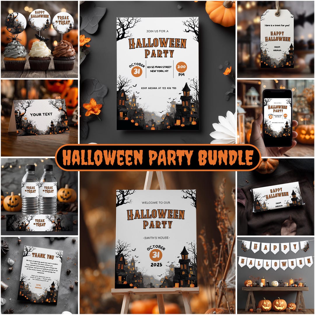 Editable Halloween Party Bundle Decorations, Halloween Party Package ...