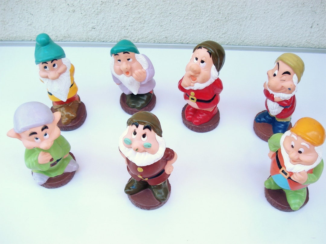 Vintage 70s Seven Dwarfs Squeezable Figurines Disney Toys, Squeeze Toys ...