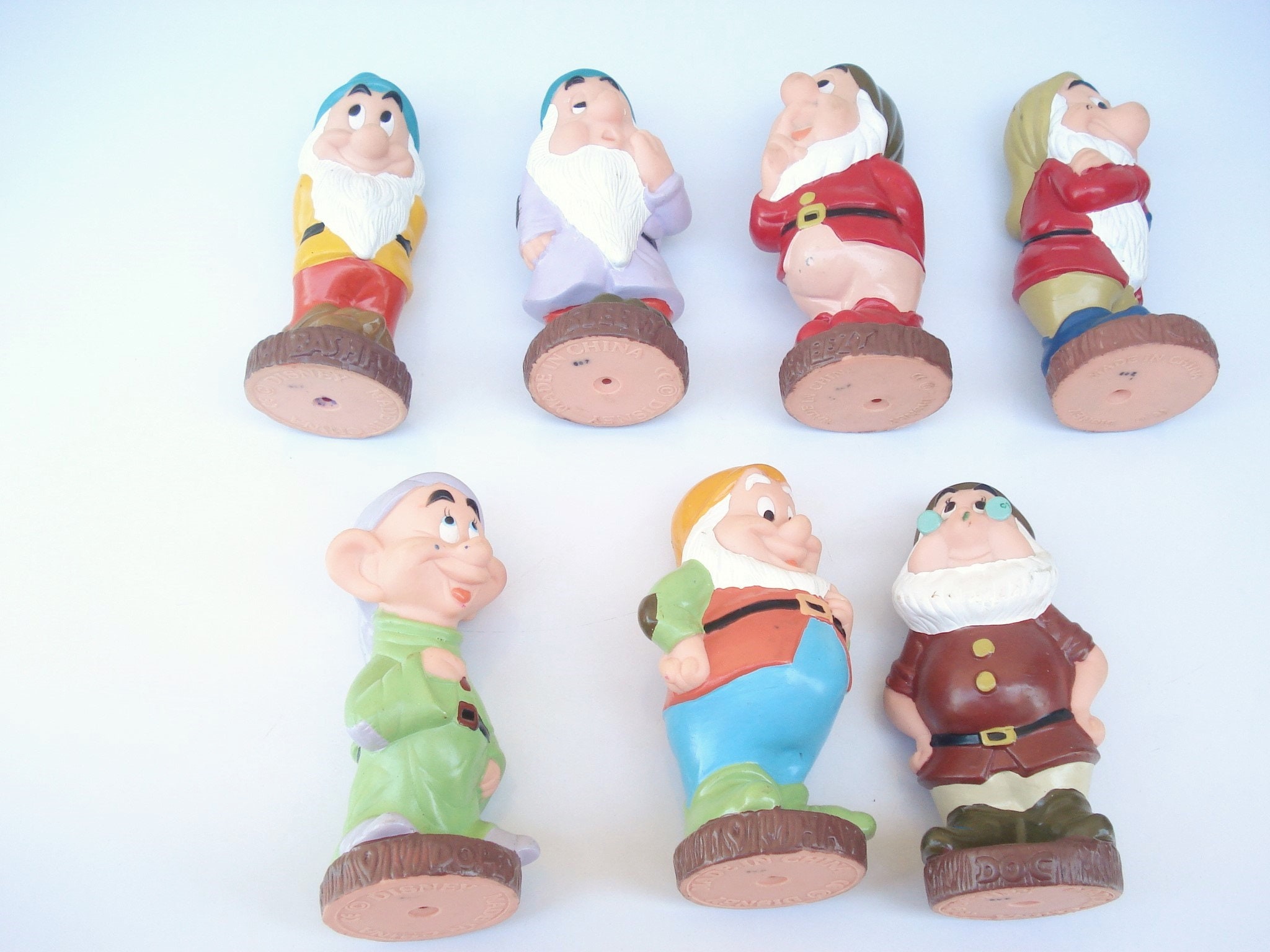 Vintage 70s Seven Dwarfs Squeezable Figurines Disney Toys, Squeeze Toys ...