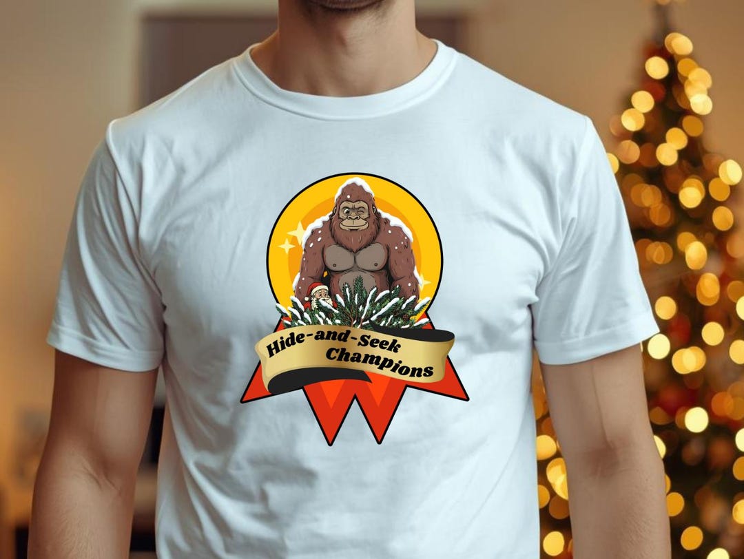 Hide-and-seek Champions Bigfoot and Santa T-shirt: Sasquatch Award ...