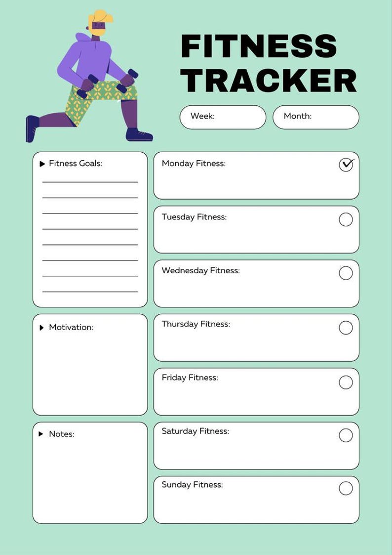 Weekly Fitness Tracker | Printable Workout Planner & Goal Setting ...