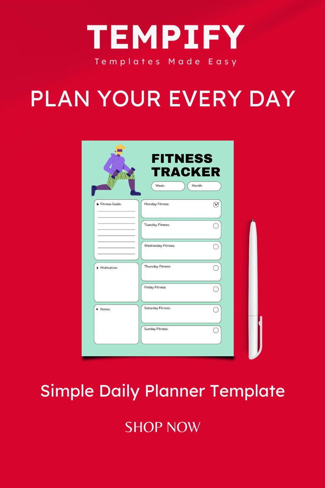 Weekly Fitness Tracker | Printable Workout Planner & Goal Setting ...
