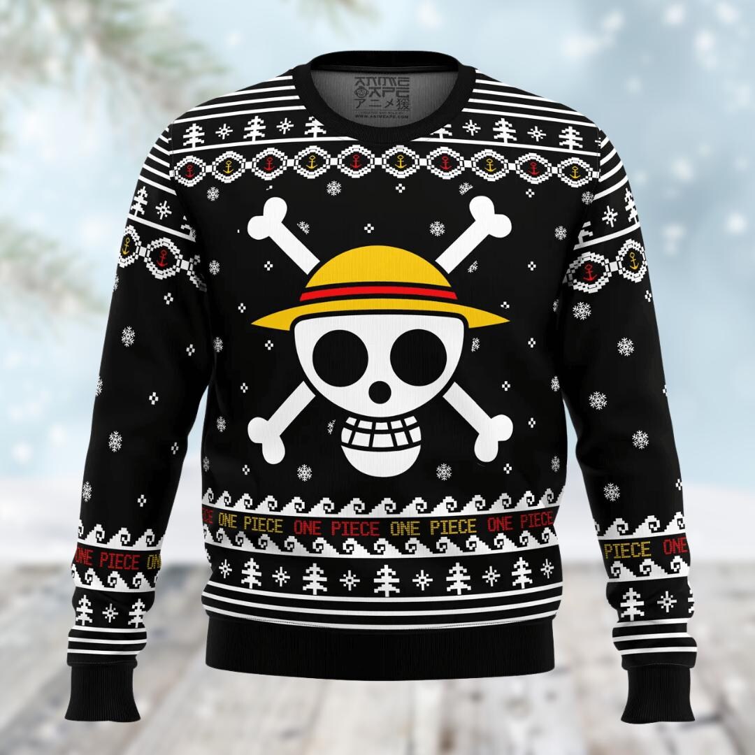 Luffy One Piece Ugly Sweater, One Piece 3D Knit Holiday Sweater ...