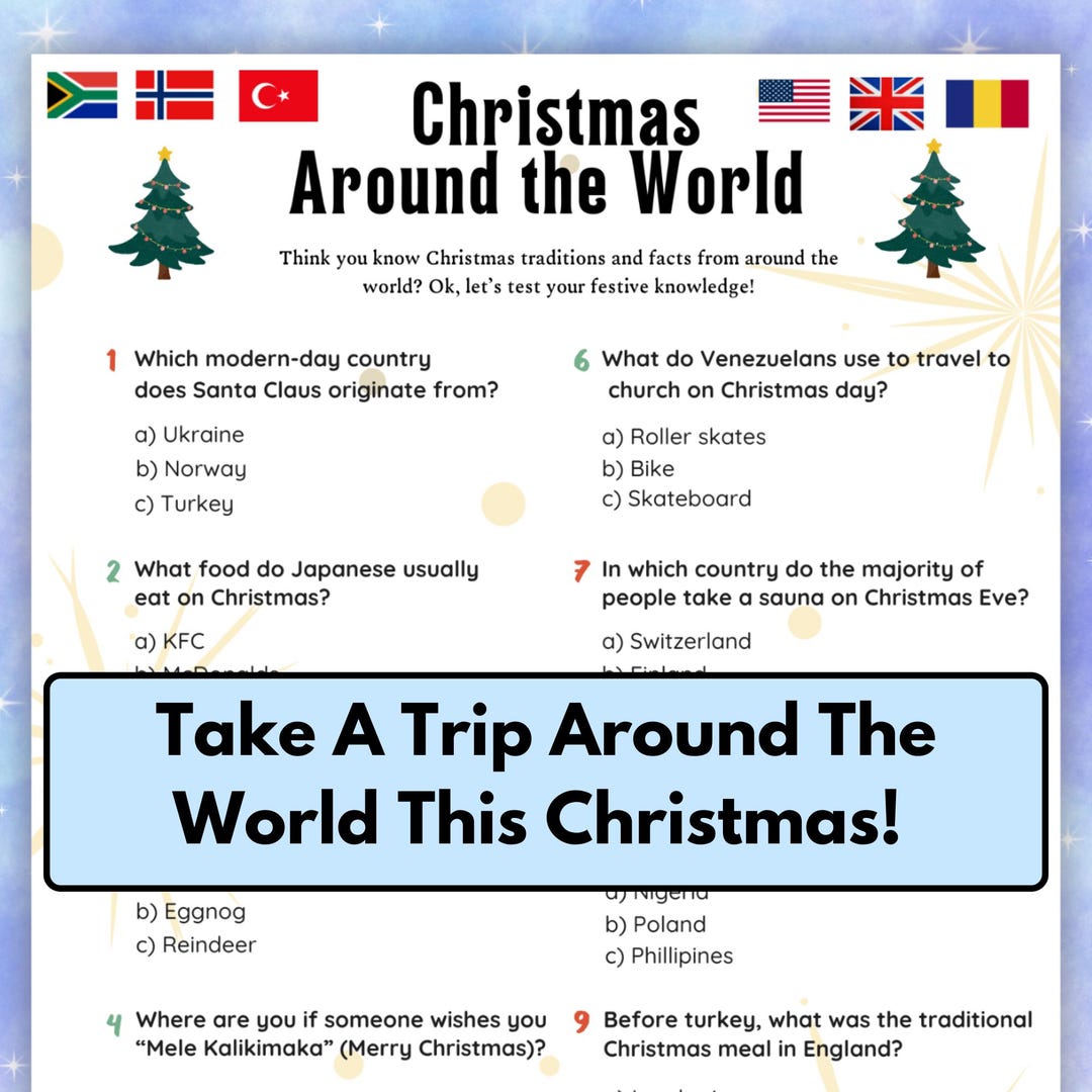 Christmas Printable Quiz for Adults Christmas Trivia Quiz for Children ...