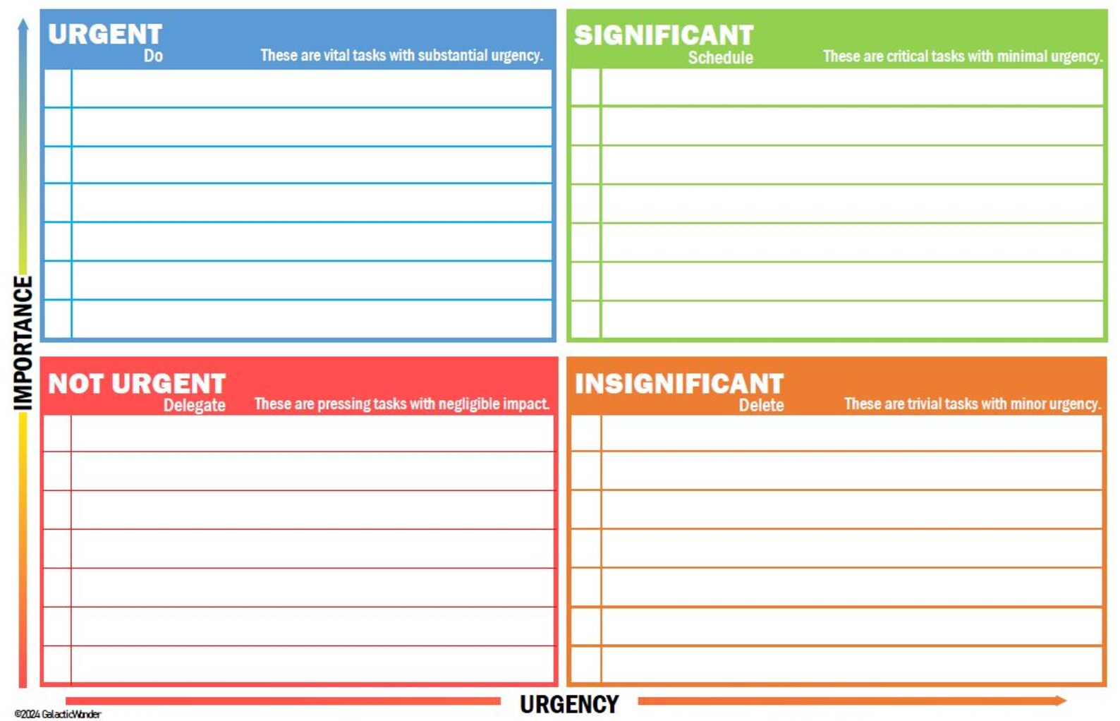 Getting Things Done Task Priority Matrix, Eisenhower Matrix, Colorful ...