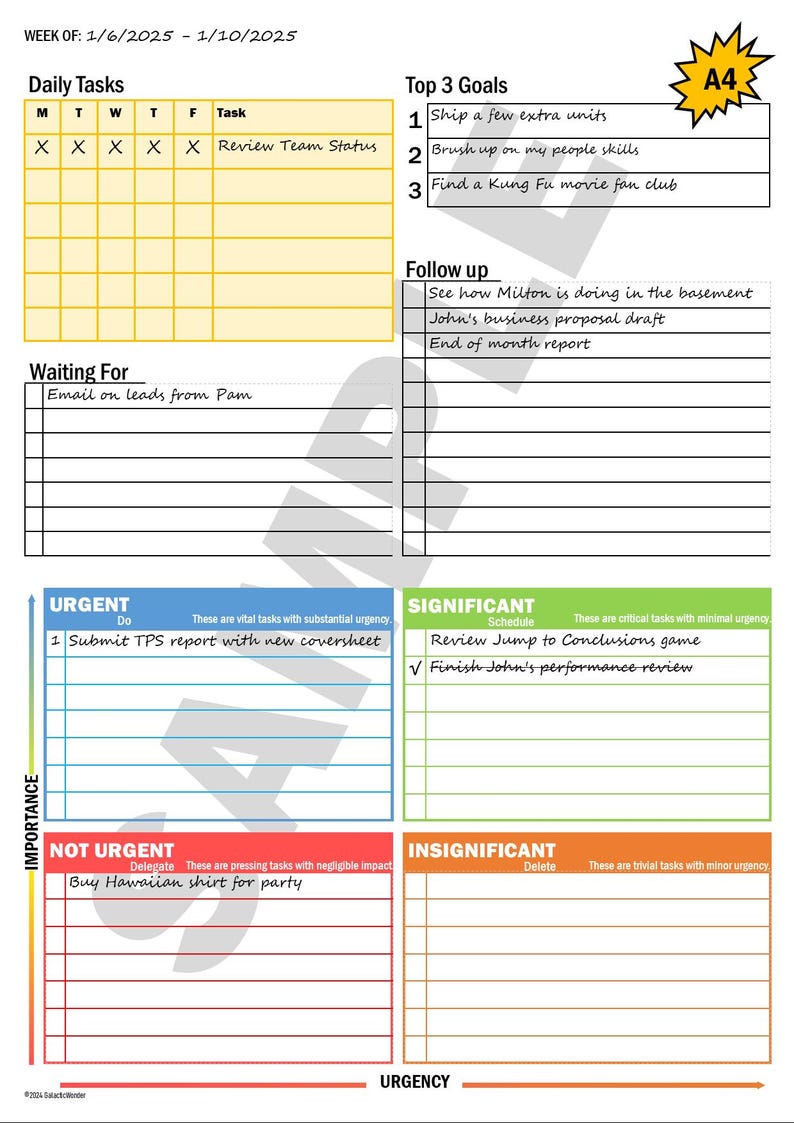 Getting Things Done Task Priority Matrix, Eisenhower Matrix, Colorful ...
