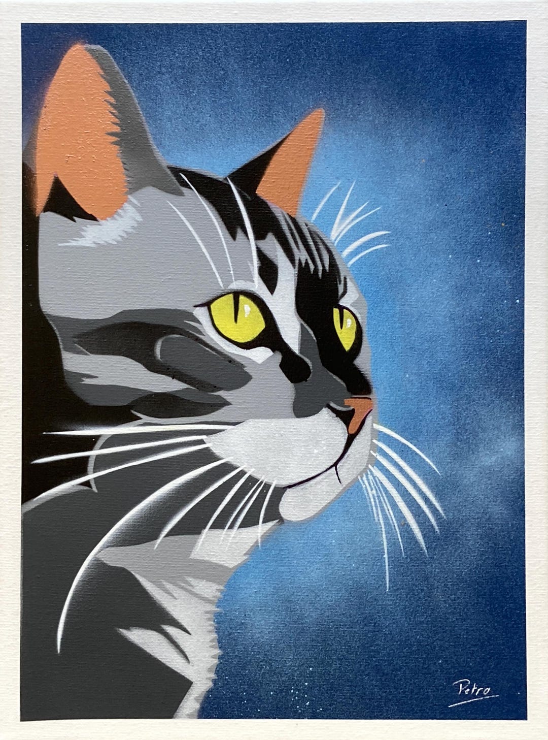 Original Wall Art, Original on Canvas, Cat, Spray Painting Print ...