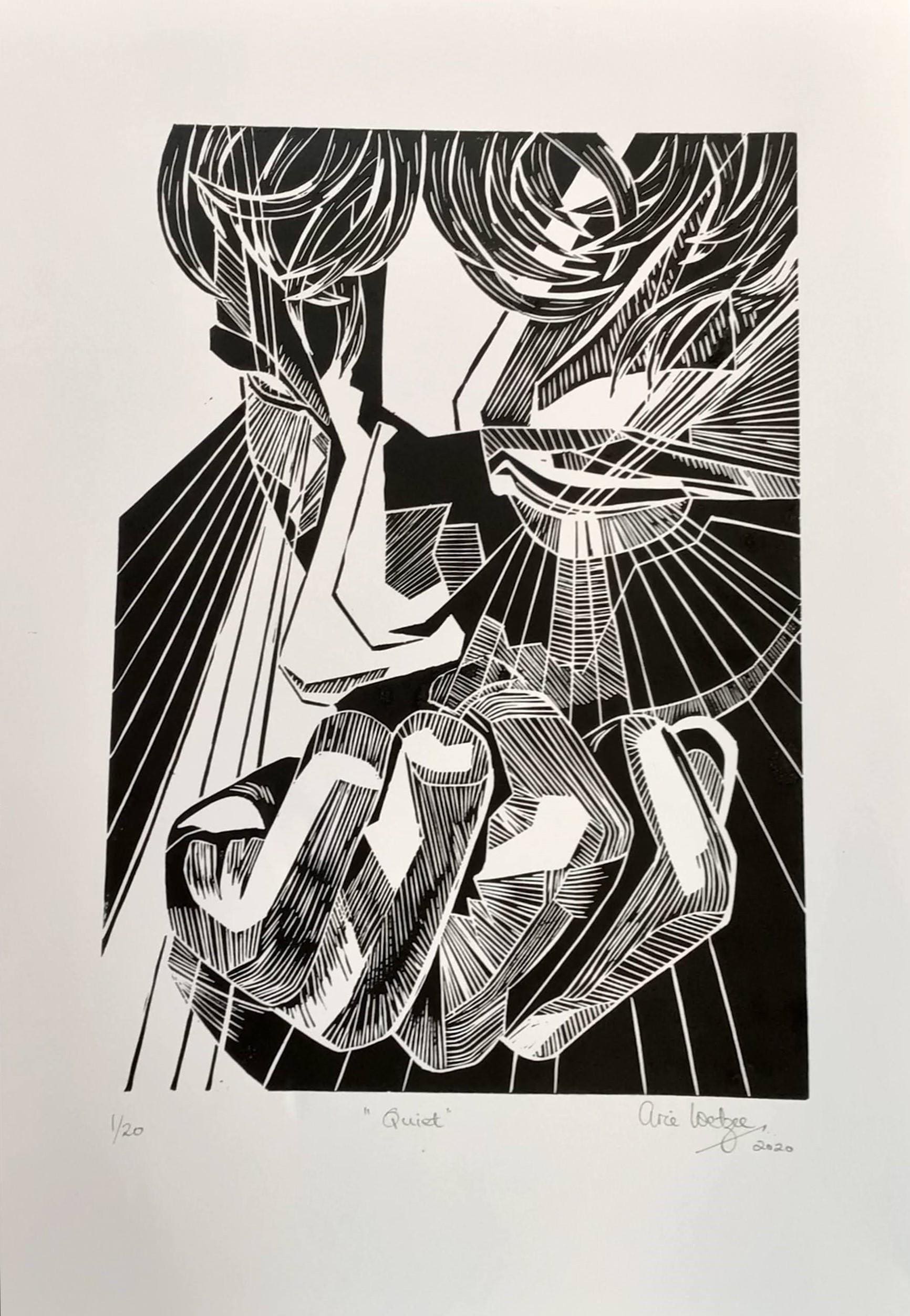 Wall Art, Original Art, Portrait, Reduction Print, Lino, Emotions ...