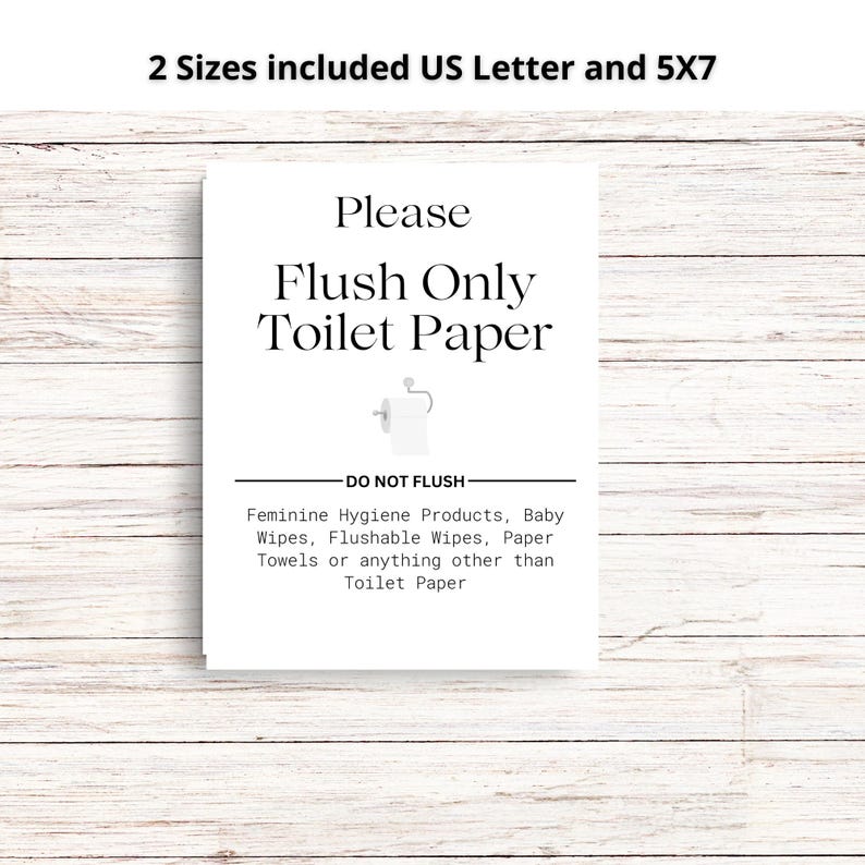 Toilet Paper Only Sign, Printable Bathroom Sign, Airbnb Bathroom Sign ...