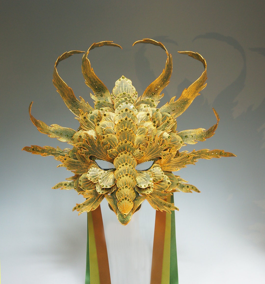 Green/gold Dragon Mask - Out-of-stock/made-to-order - Etsy