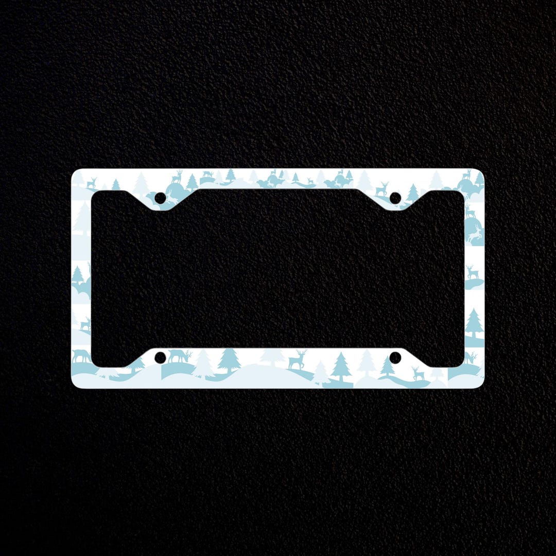 Reindeer License Plate Frame: Winter Deer and Snow Car Accessory - Etsy