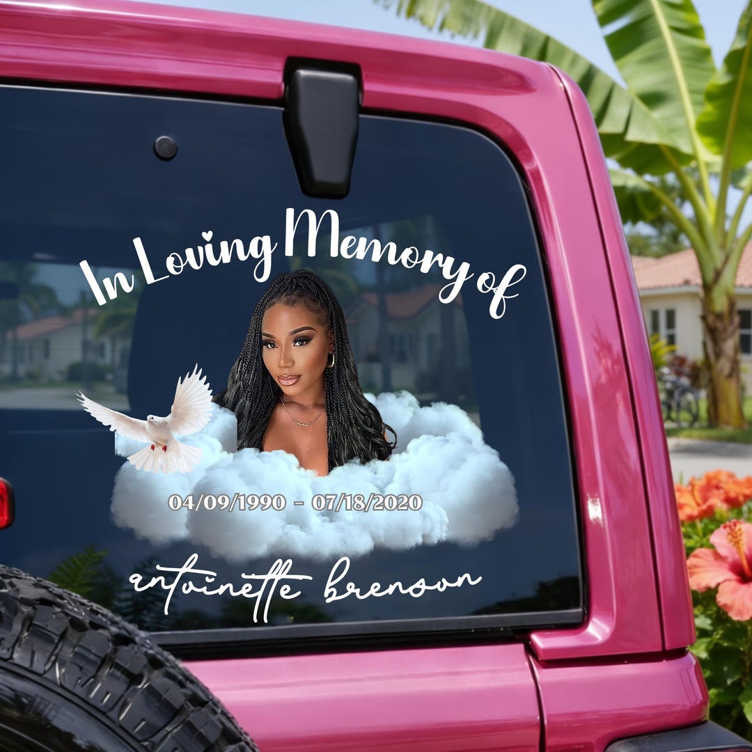 Personalized Photo Memorial Car Decal, in Loving Memory Cloud Design - Etsy