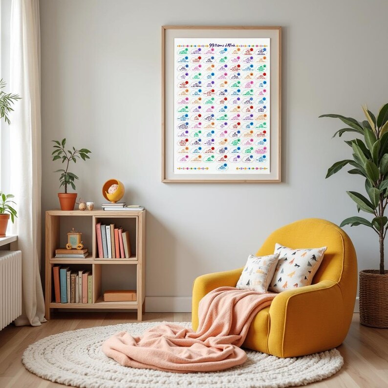 99 Names of Allah - Islamic Educational Poster for Kids - Arabic, Transliteration, English ...
