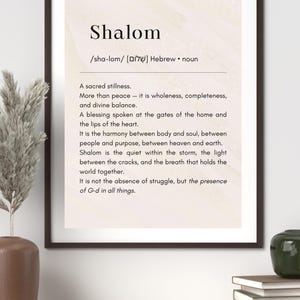 Shalom Hebrew Wall Art | Printable Jewish Definition | Peace Spiritual ...