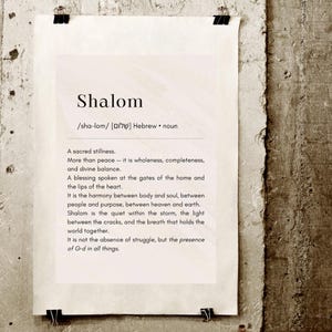 Shalom Hebrew Wall Art | Printable Jewish Definition | Peace Spiritual ...