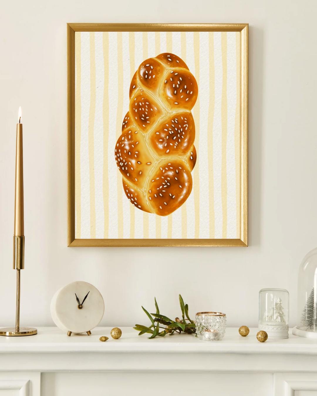 Retro Challah Art Print | Shabbat Kitchen Poster | Vintage Jewish Food ...