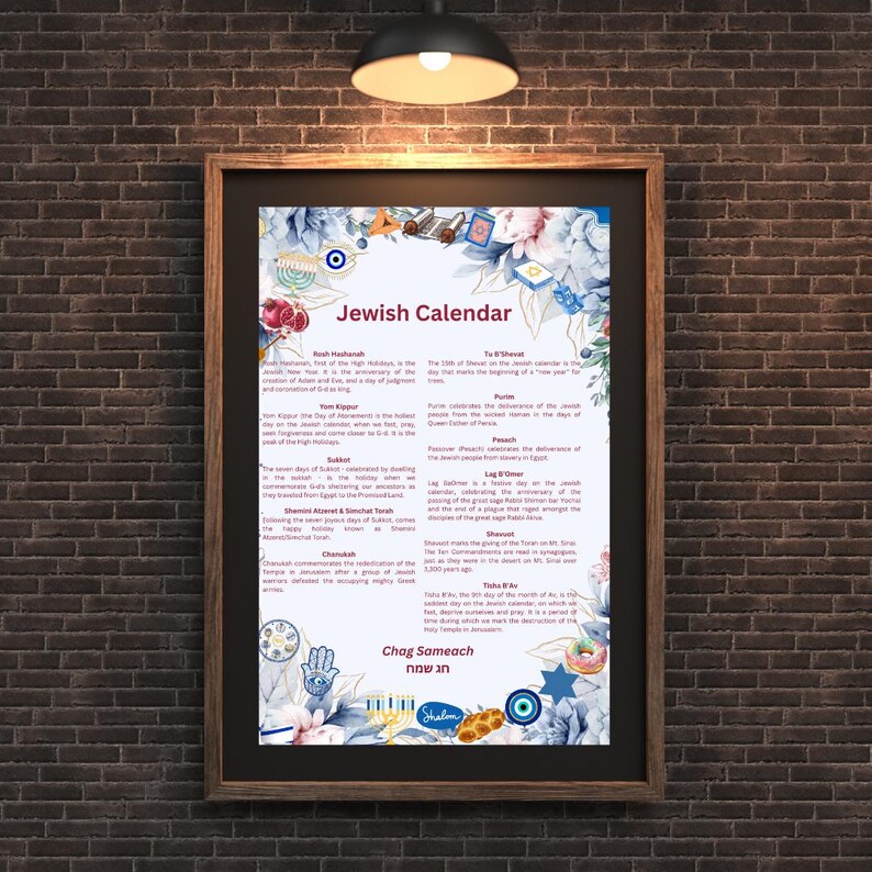 Jewish Holiday Calendar Printable | Learn All Jewish Holidays | Jewish ...