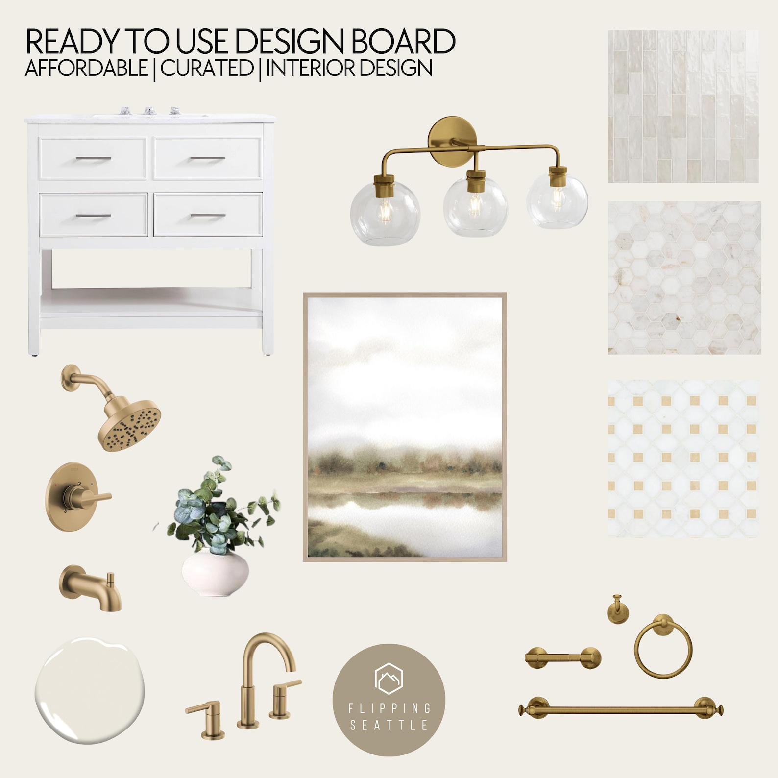 Neutral Modern Bathroom Moodboard: Spa-like Design (PDF) - Etsy