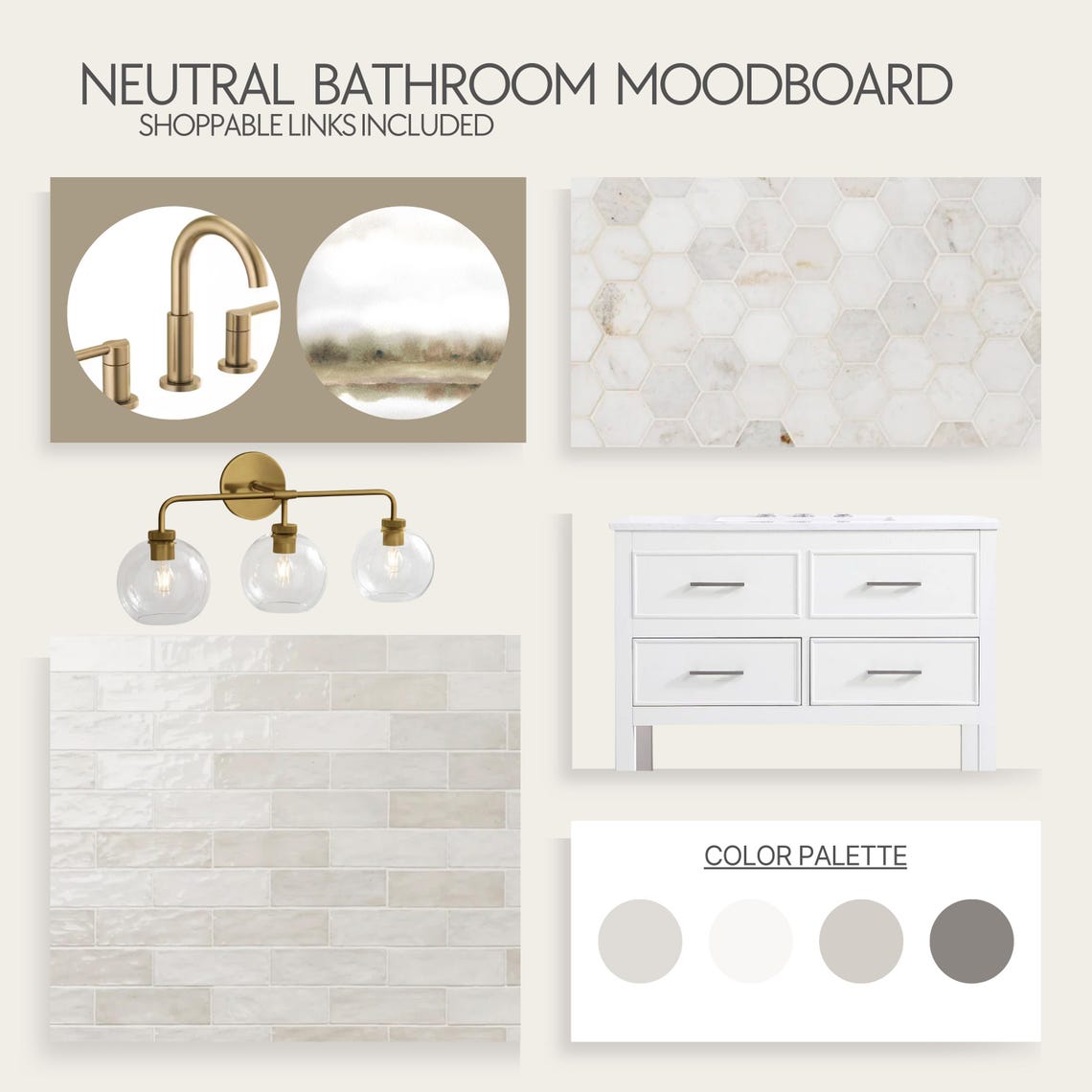 Neutral Modern Bathroom Moodboard: Spa-like Design (PDF) - Etsy