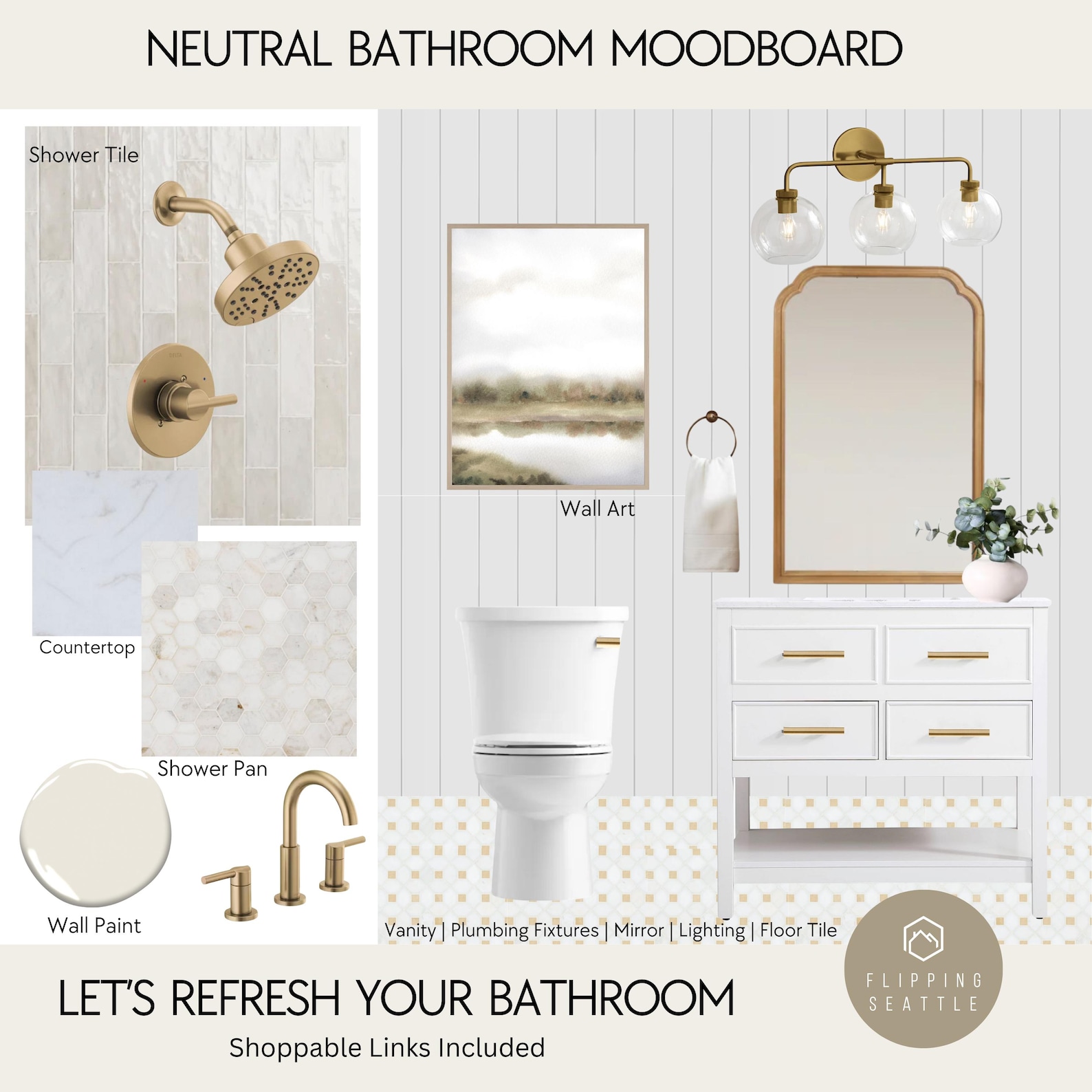Neutral Modern Bathroom Moodboard: Spa-like Design (PDF) - Etsy