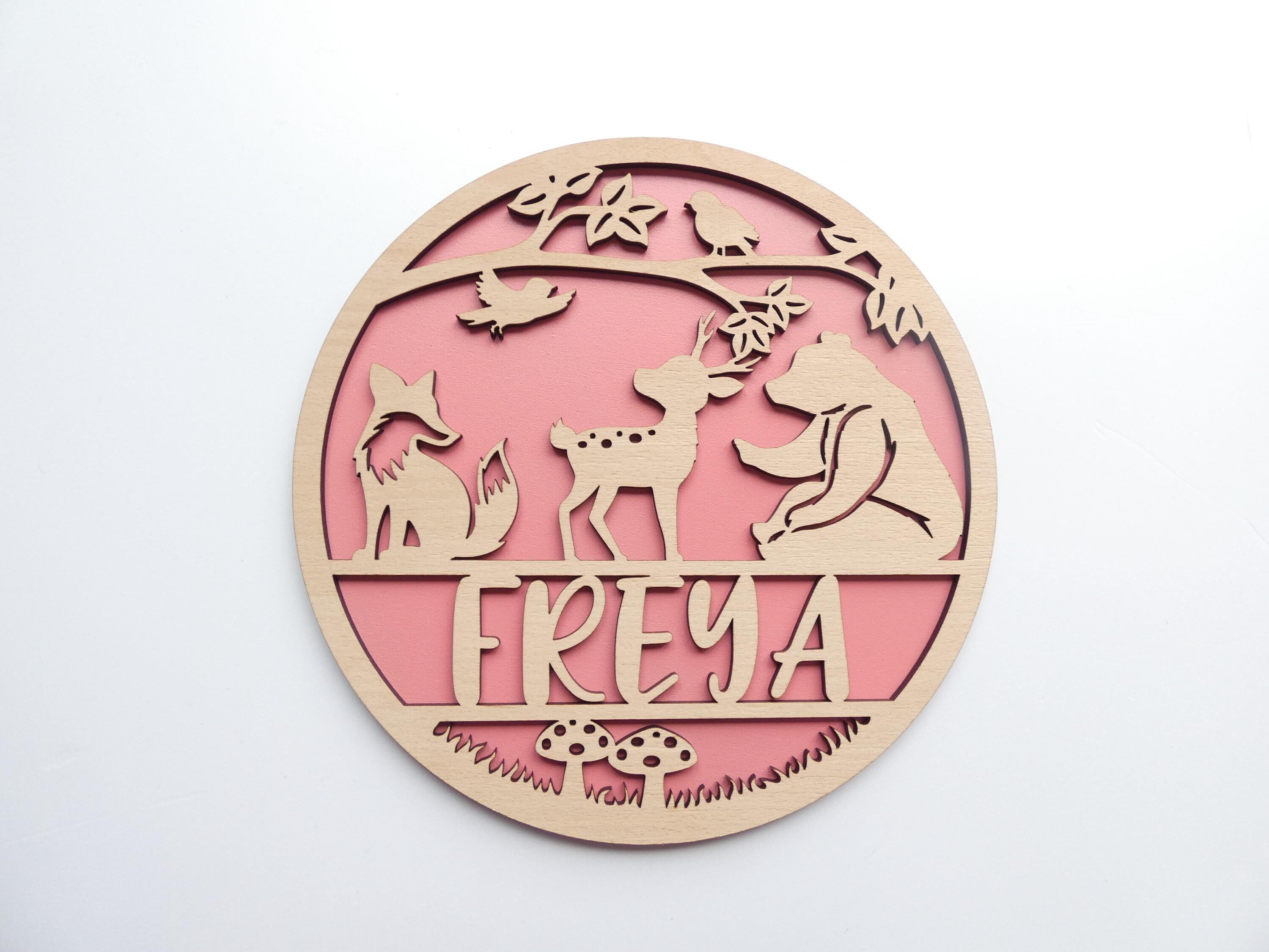 Personalized Woodland Name Sign | Wooden Animal Decor - Etsy UK
