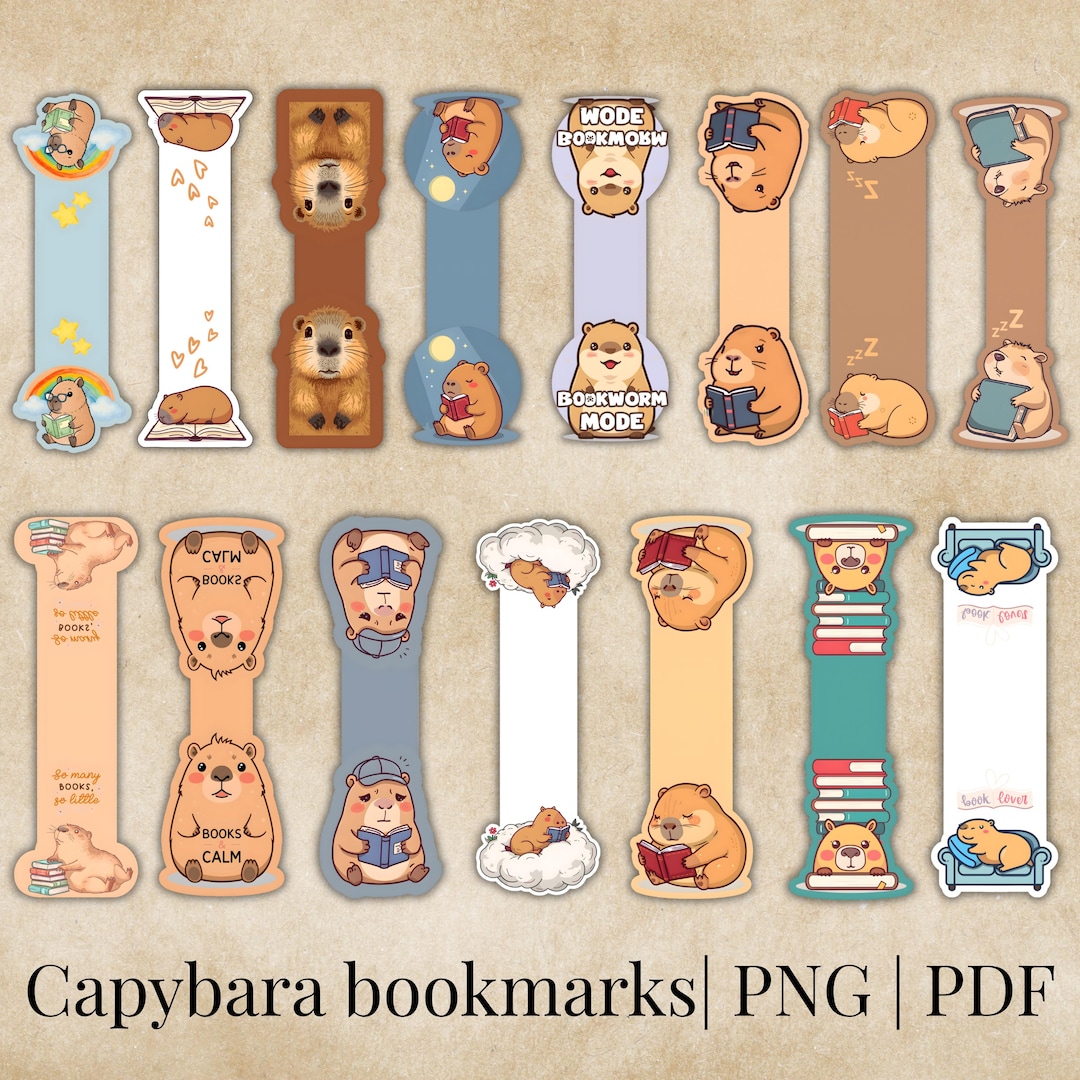 Magnetic Bookmark Designs | Personalized Capybara Printable Bookmarks ...