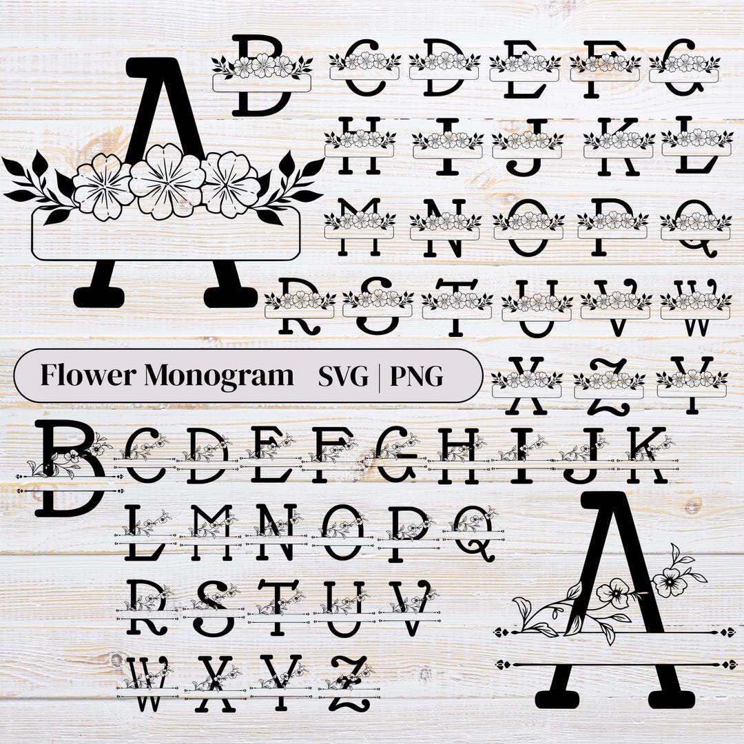 February Birth Flower Monogram Letter SVG Bundle: Primrose, Violet ...