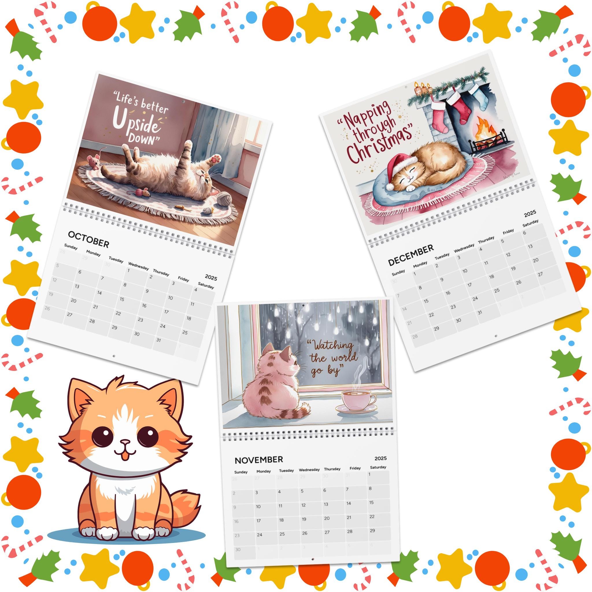 2025 Wall Calendar Gift for Cat Lovers,funny Cat Calendar,cat-themed ...
