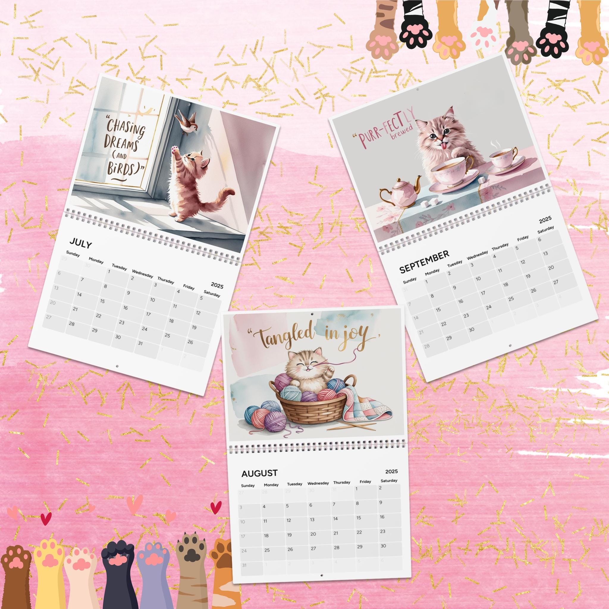 2025 Wall Calendar Gift for Cat Lovers,funny Cat Calendar,cat-themed ...