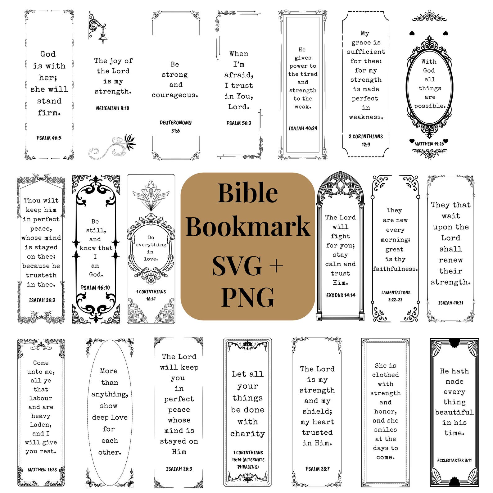Vintage Bible Verse Bookmark SVG PNG Mega Bundle for Cricut, Laser ...