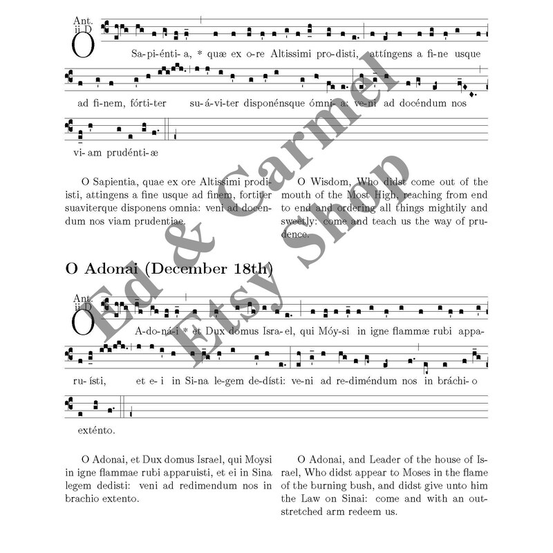 O Antiphons Printable - Etsy