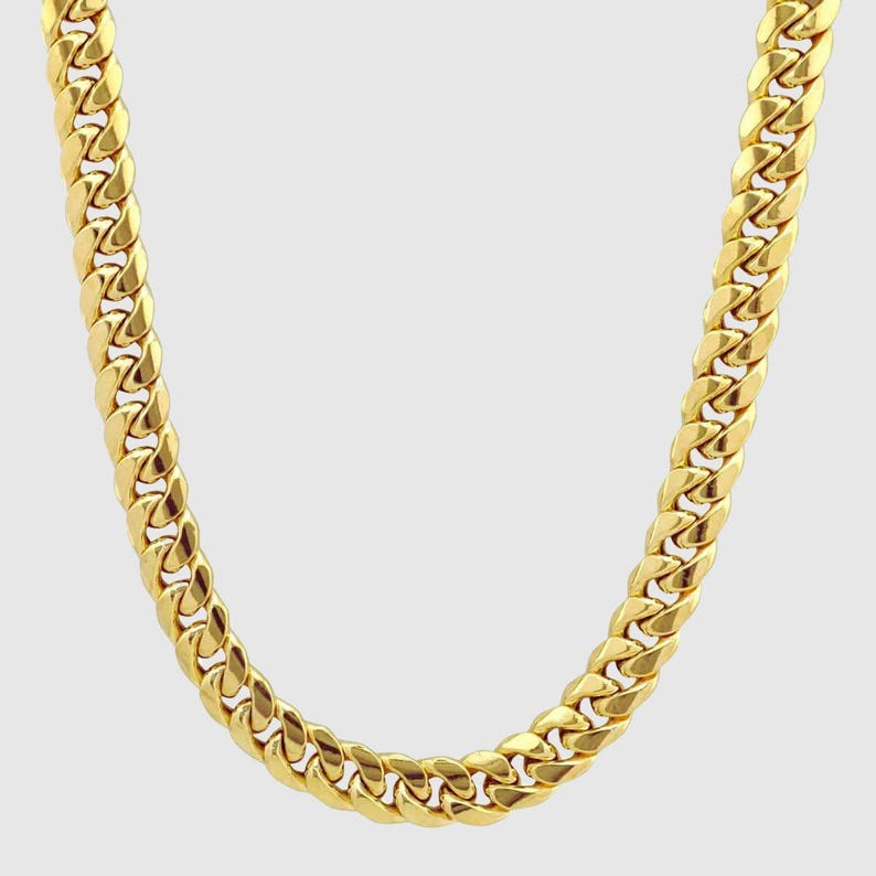 Men's 8mm Cuban Chain Necklace 18k Gold Plated Jewelry, Hip Hop Style ...