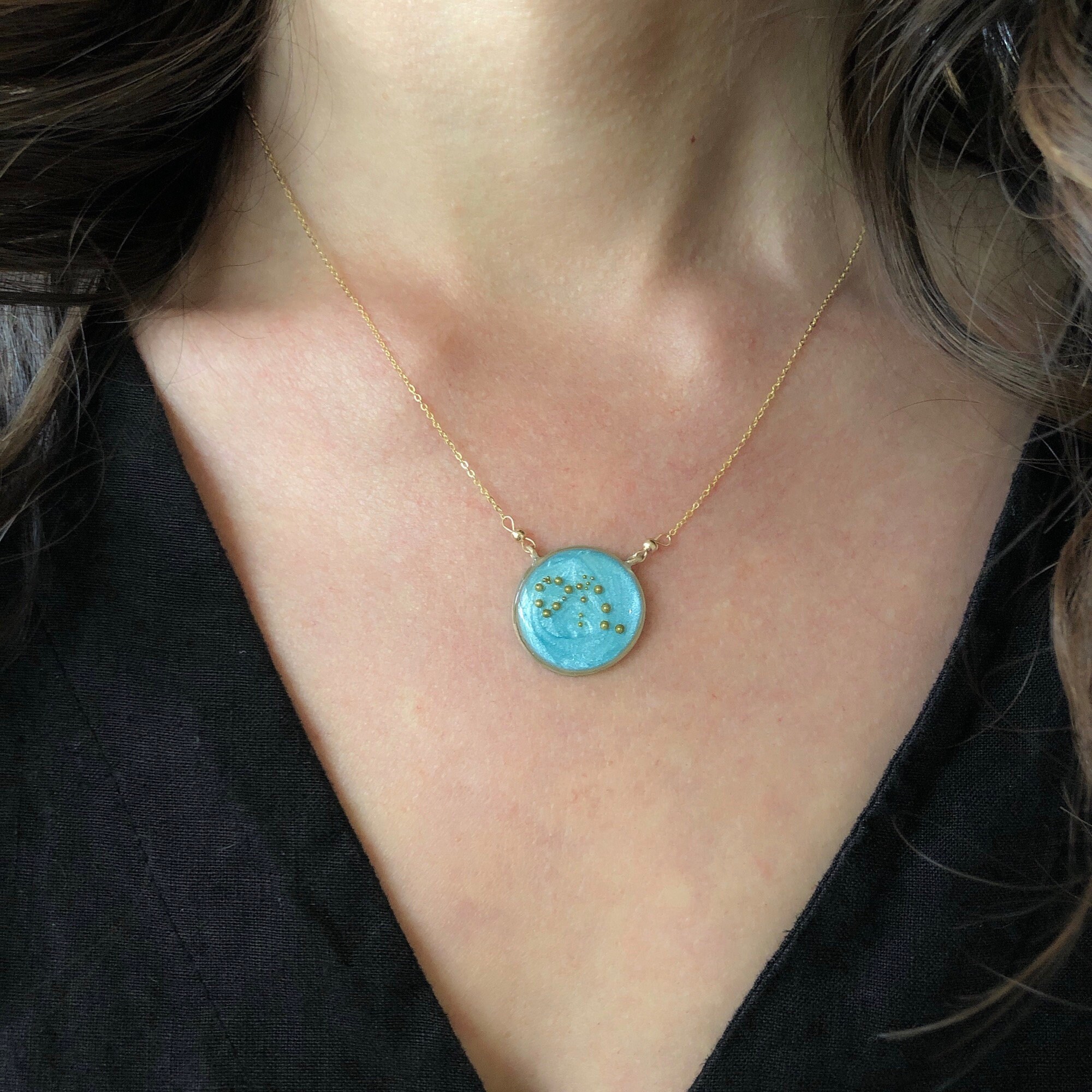 Gold Filled Aquarius Constellation Necklace: Hand Stamped Zodiac ...