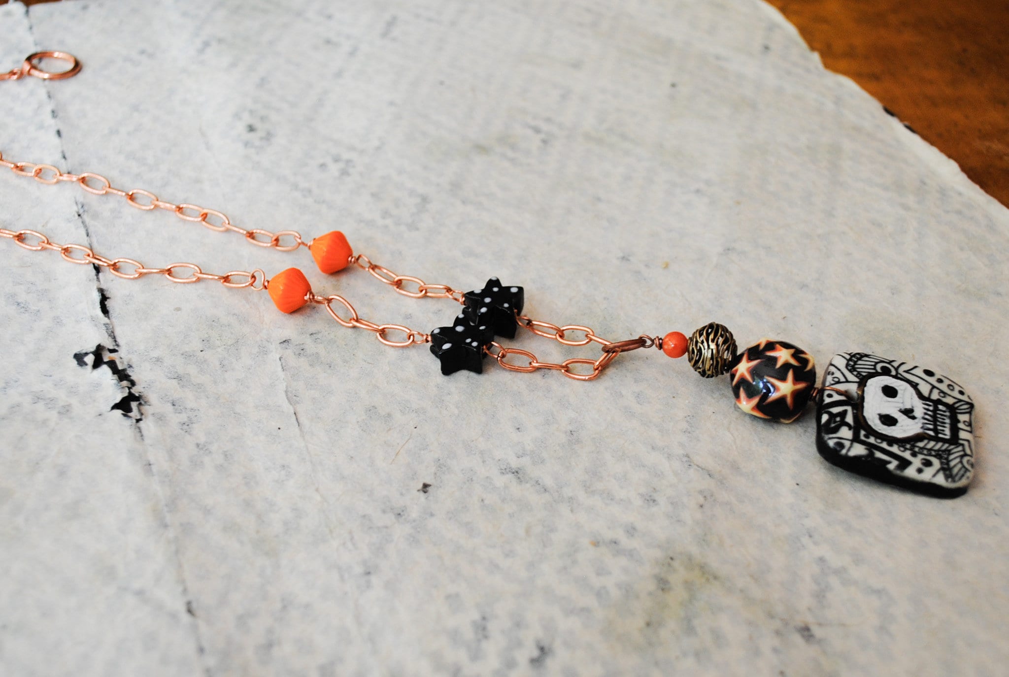 Rustic Black White Skull Necklace Artisan Ceramic Skull - Etsy