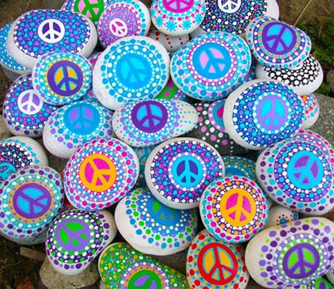 Custom Peace Rocks ~ Set of 2 - Etsy