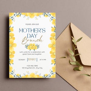 Editable Mother's Day Invitation, Mother's Day Brunch Invitation ...
