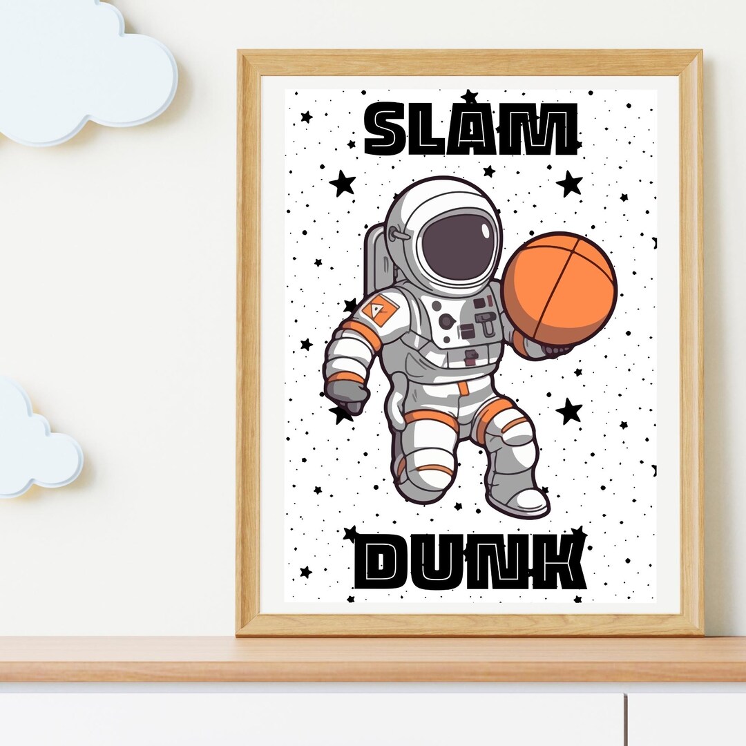 Basketball Slam Dunk Print, Downloadable Print, Modern Sports Decor ...